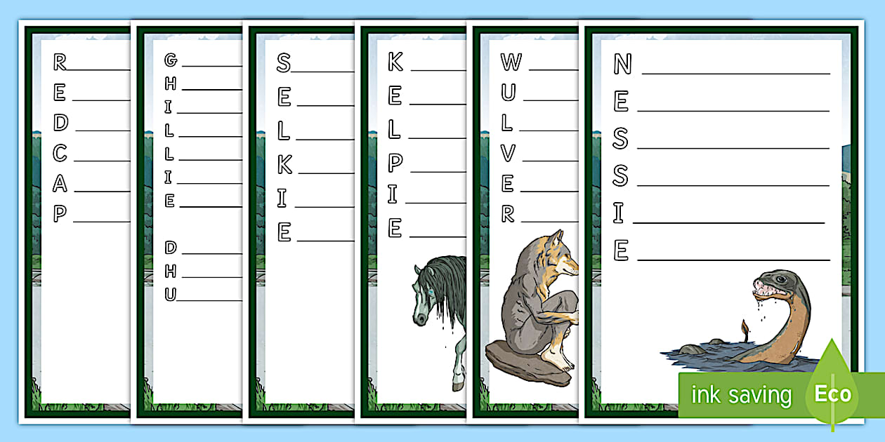 Scottish Myths and Legends Acrostic Poems (teacher made)