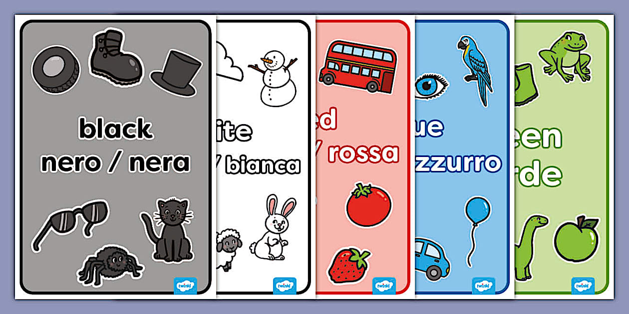 Let's Name the Colours! Italian/English Display Posters