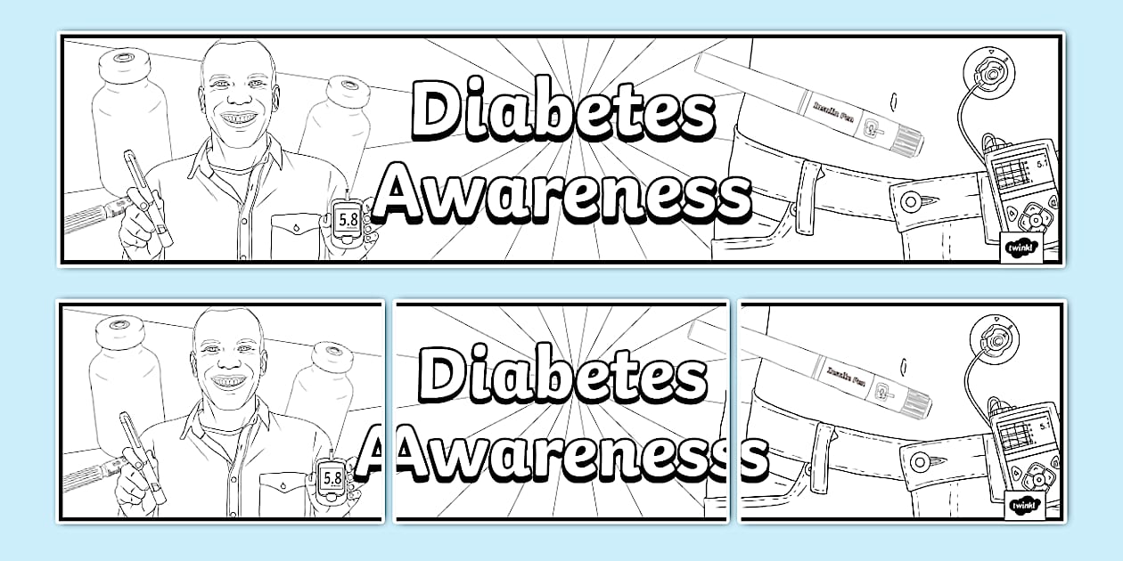 Diabetes Awareness Colouring Display Banner (teacher made)
