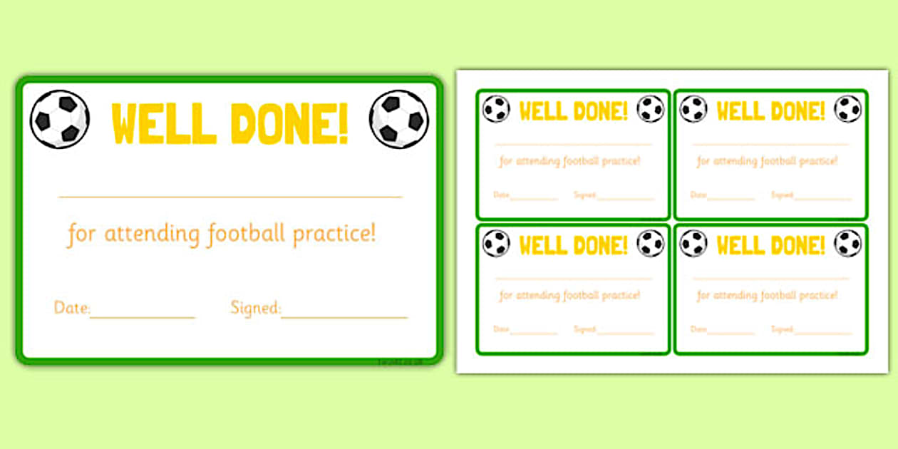 Football Attendance Reward Cards (Teacher-Made) - Twinkl
