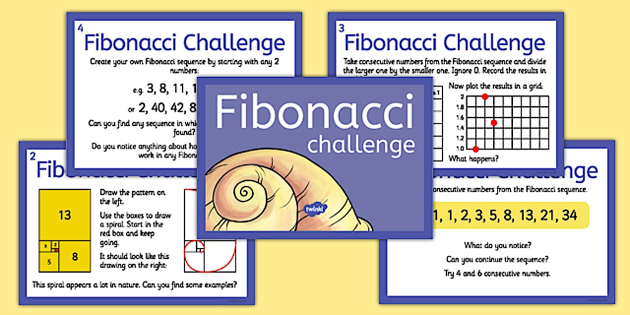 Fibonacci Numbers Challenge Cards (teacher made) - Twinkl