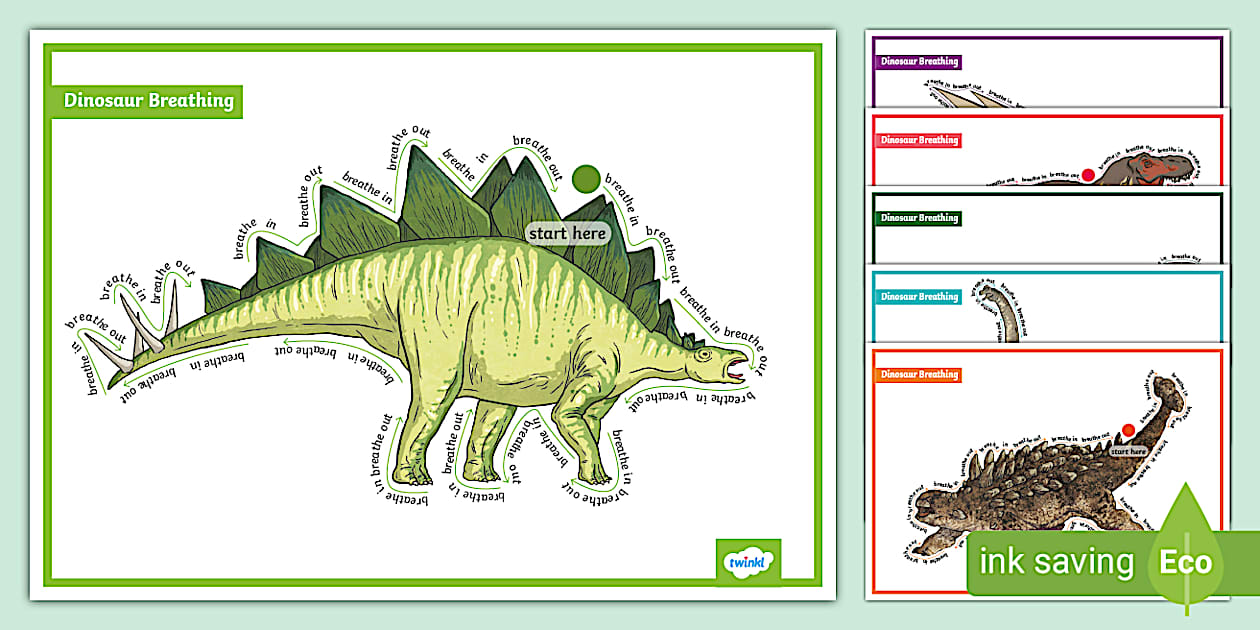 Dinosaur-Themed Mindfulness Breathing Cards