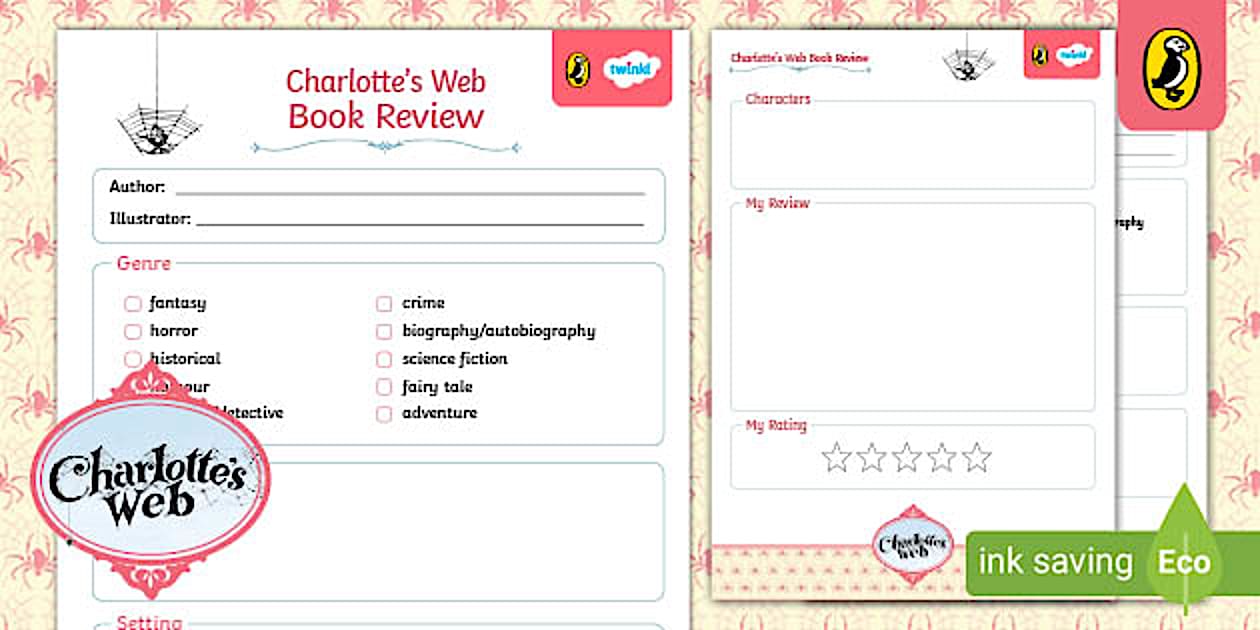 FREE! - Charlotte's Web: Book Review Template (teacher made)