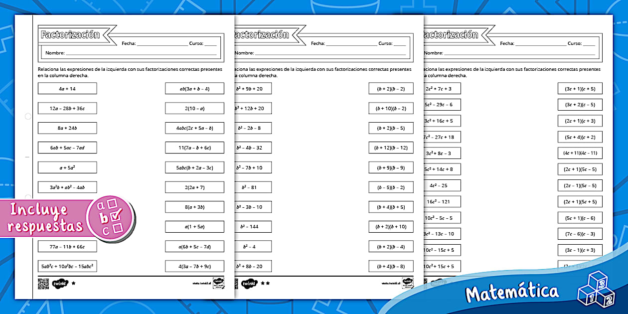 Factorizar | Factorización | Descomponer | 8° | Álgebra