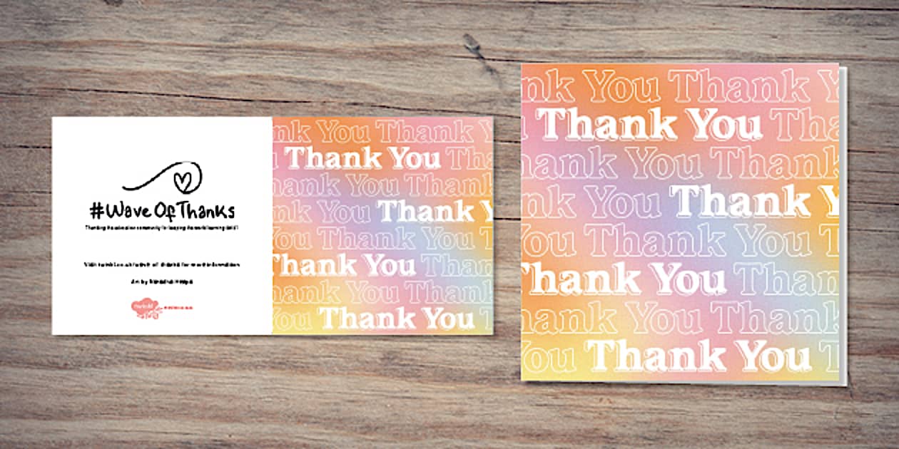 Wave of Thanks Thank You Card | Twinkl Party (teacher made)