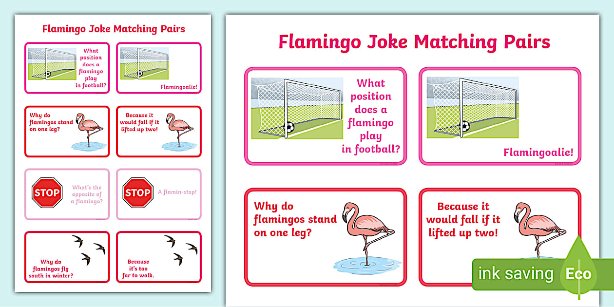 Flamingo Joke Matching Pairs (l'enseignant a fait) - Twinkl