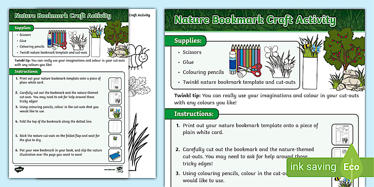 Nature Themed Bookmark Craft Activity (teacher made)