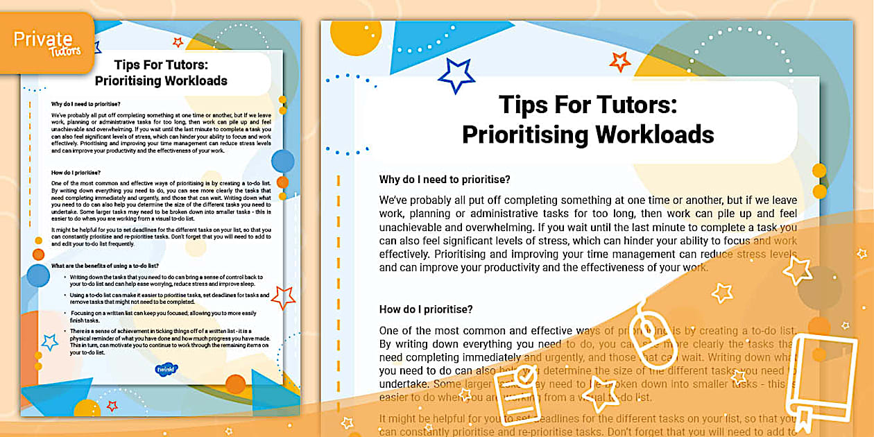 Tips for Tutors - Prioritising Workloads (teacher made)