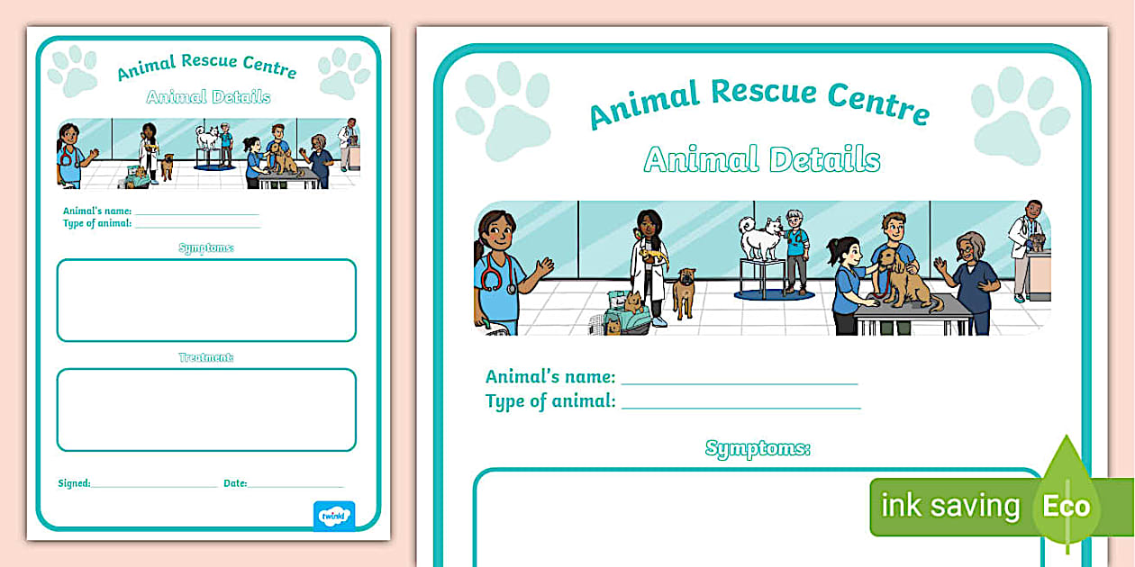 Animal Rescue Pet Details Form (teacher made) - Twinkl