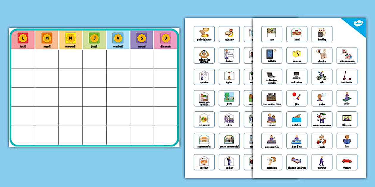 FREE! - Pictogrammes Twinkl : Emploi du temps hebdomadaire