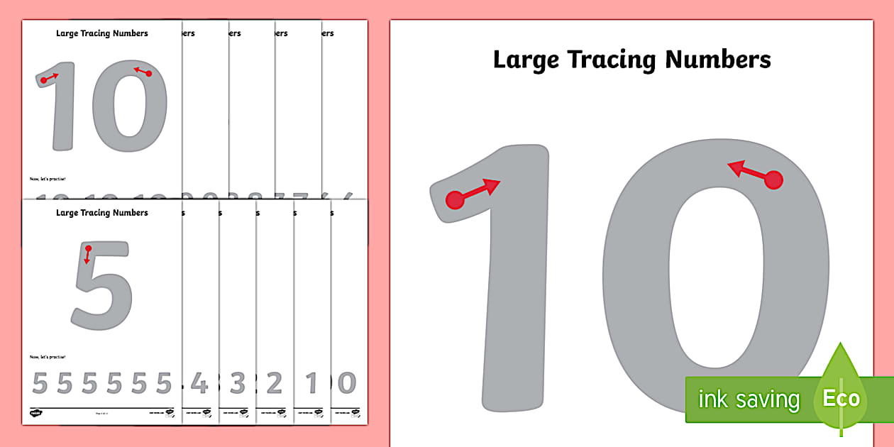 QLD Large Tracing Numbers (0-9) Worksheets - Twinkl