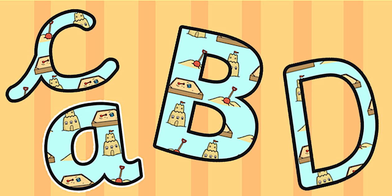 👉 Sand Area Themed Size Editable Display Lettering - sand area