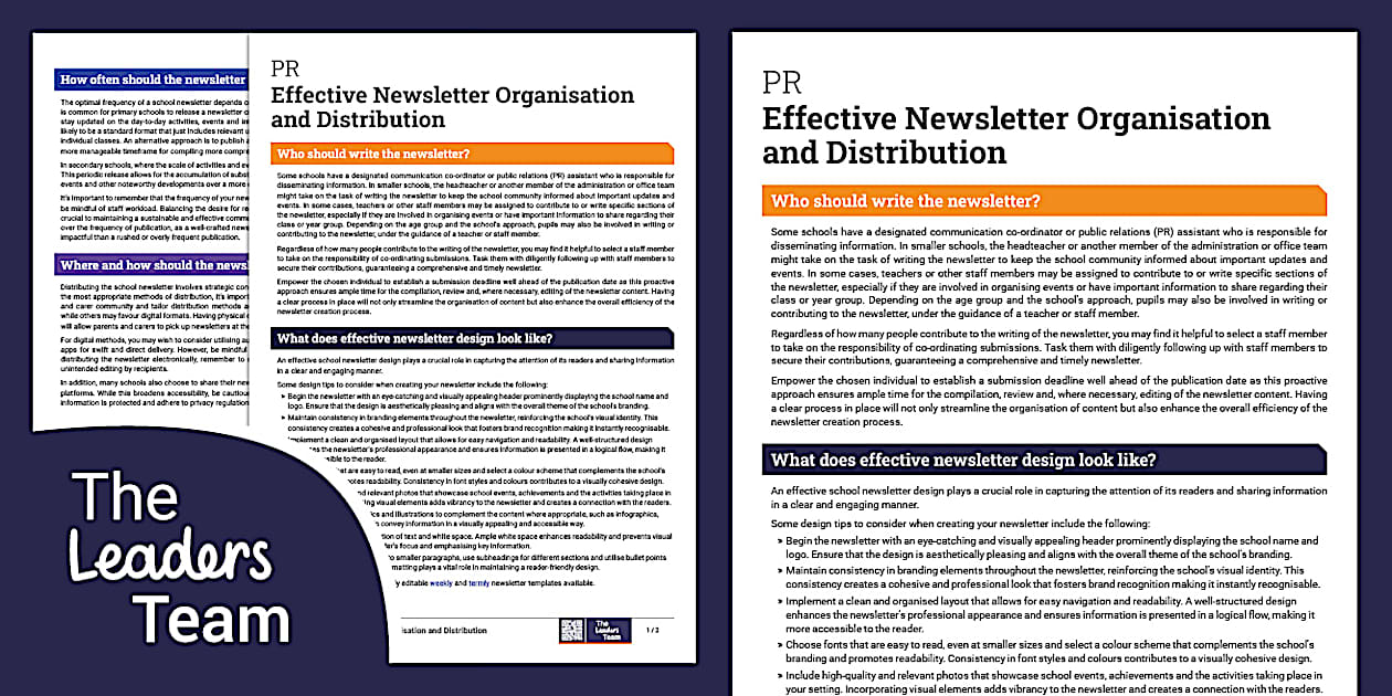 Effective Newsletter Organisation and Distribution - SLT