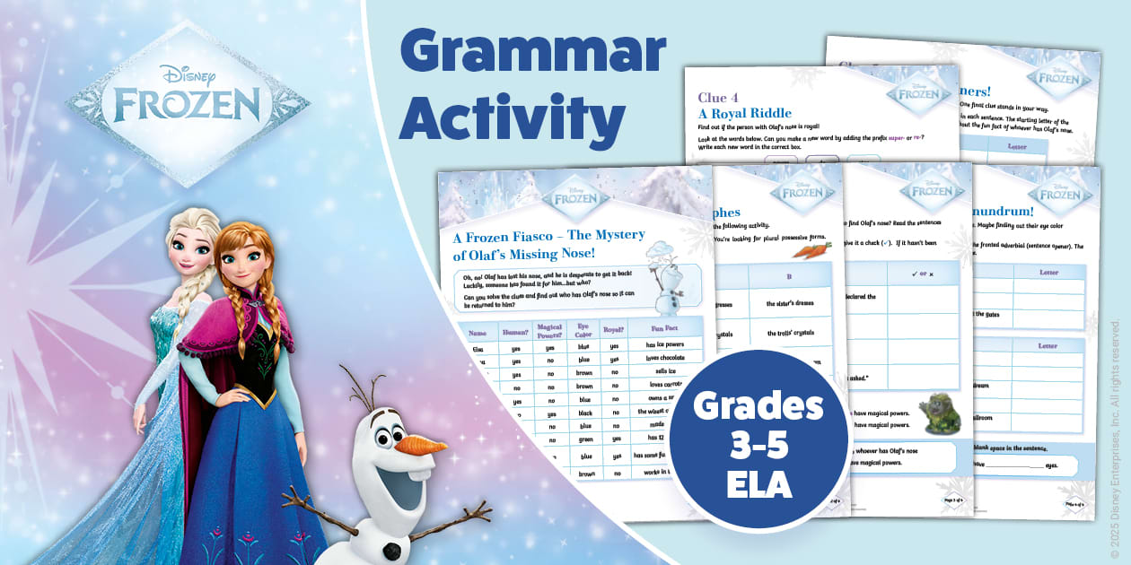 Frozen: Grammar Mystery for 3rd-5th Grade