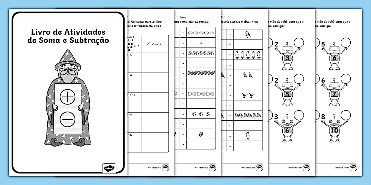 Livro de atividades de adição e subtração (teacher made)