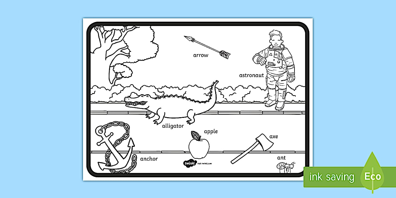 Word Initial A Production Coloring Page - Word Initial v Production ...