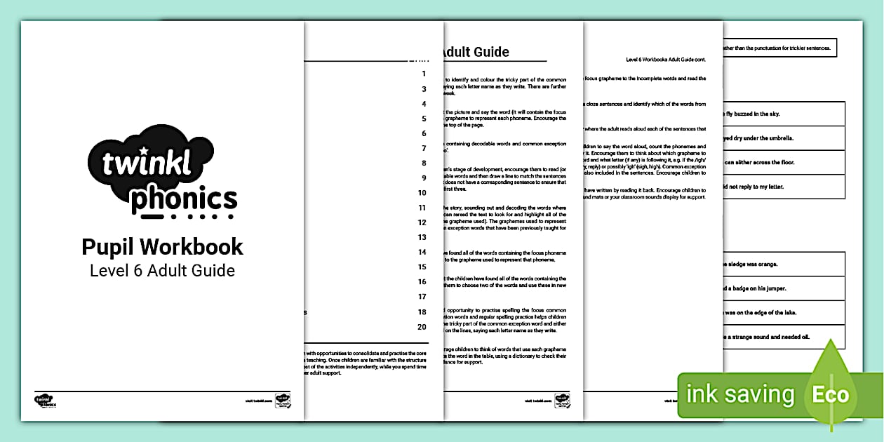 Level 6 Twinkl Phonics Pupil Workbook Guidance Pack - Twinkl