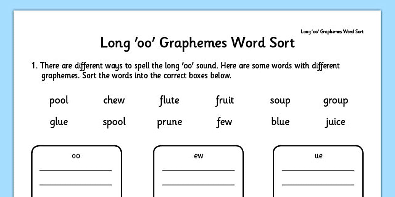 Long o Sort Activity Sheet | Twinkl (Teacher-Made) - Twinkl