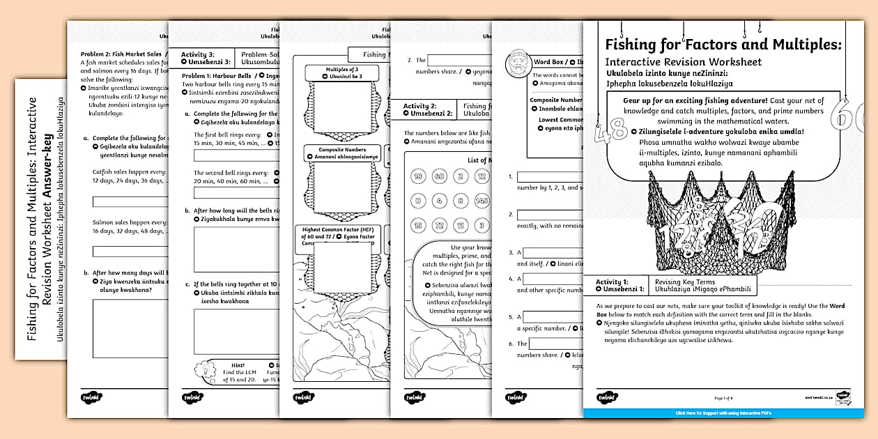 Fishing for Factors and Multiples Worksheet IsiXhosa