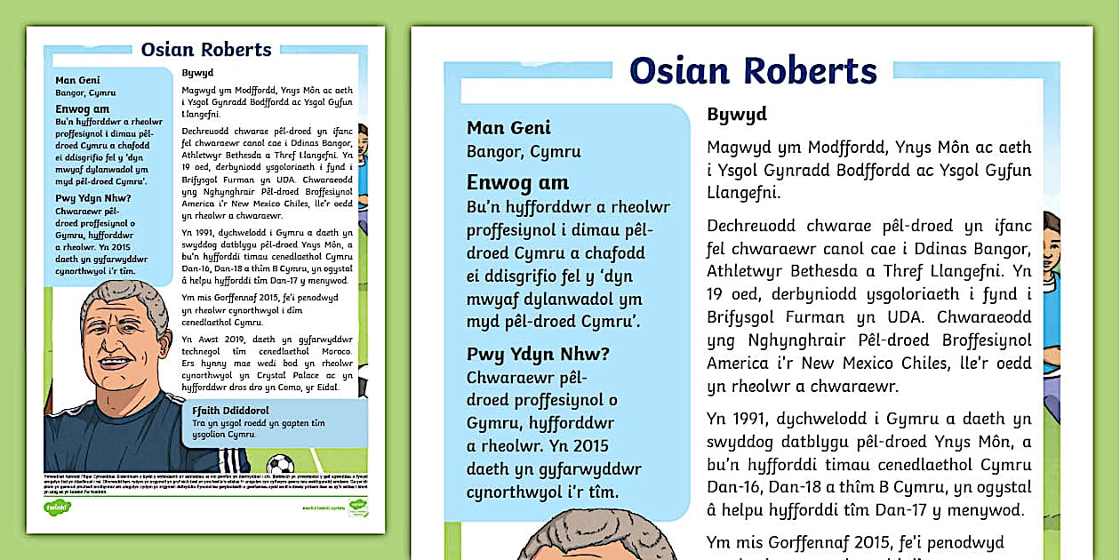 Ffeil Ffeithiau Osian Roberts (teacher made) - Twinkl