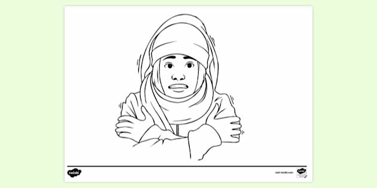 Cold Girl Freezing Colouring | Colouring Sheet - Twinkl