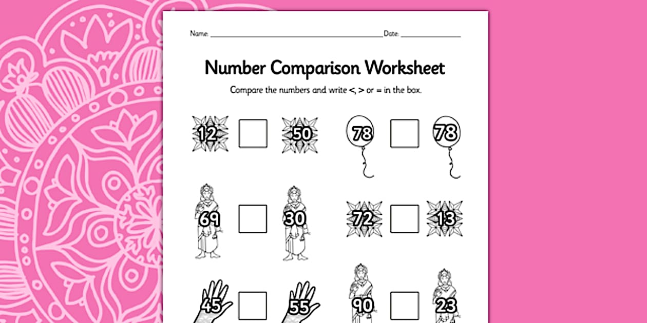 Higher Ability Diwali Number Comparison Worksheets - Twinkl