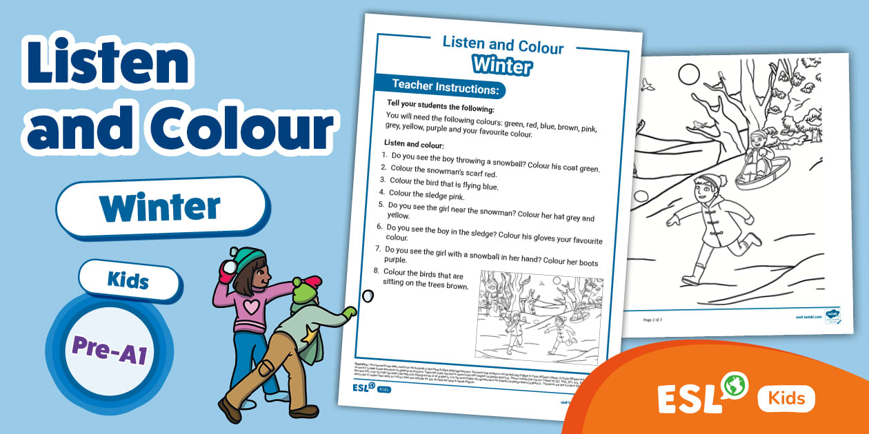 ESL Winter Listen & Colour Activity