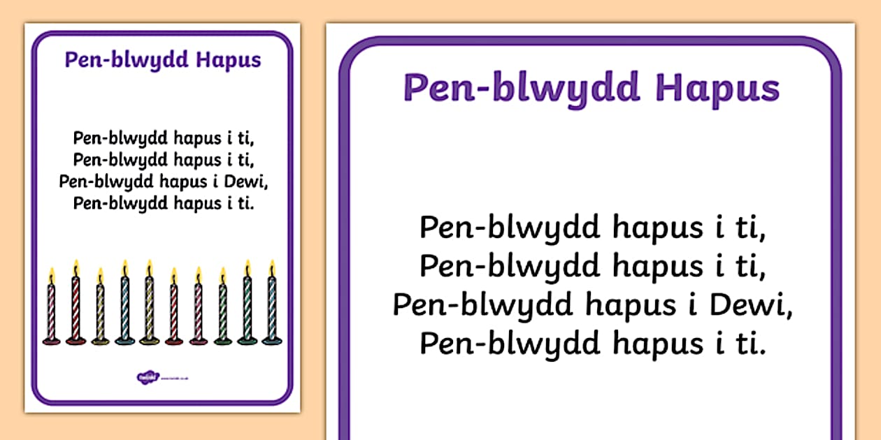 Cursive Happy Birthday Song In Welsh Poster (teacher made)