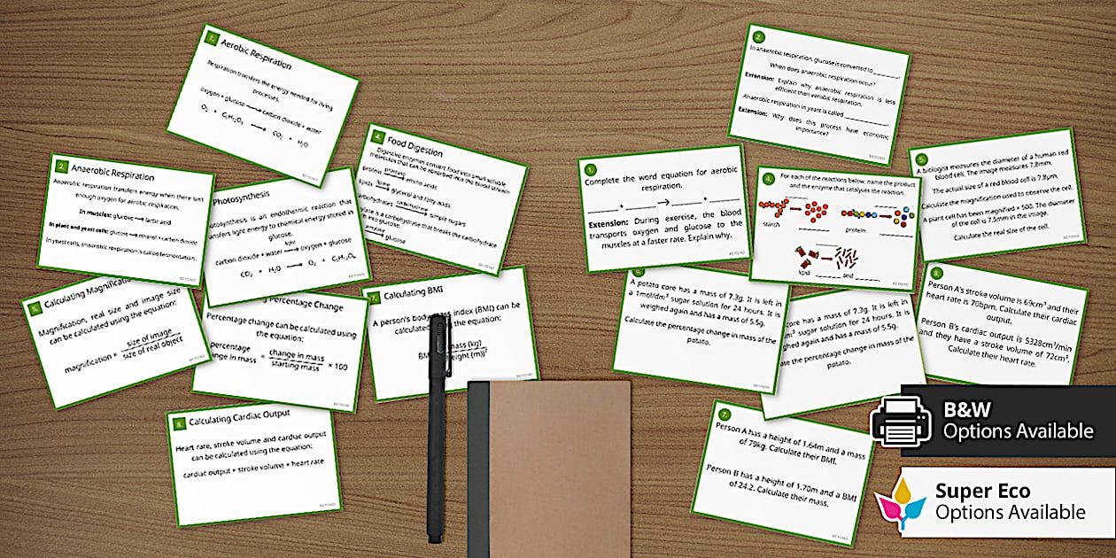 Edexcel Combined Biology Equation Flashcards (teacher made)