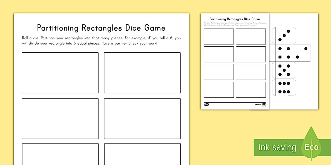 Partitioning Rectangles Dice Game Craft Math resource