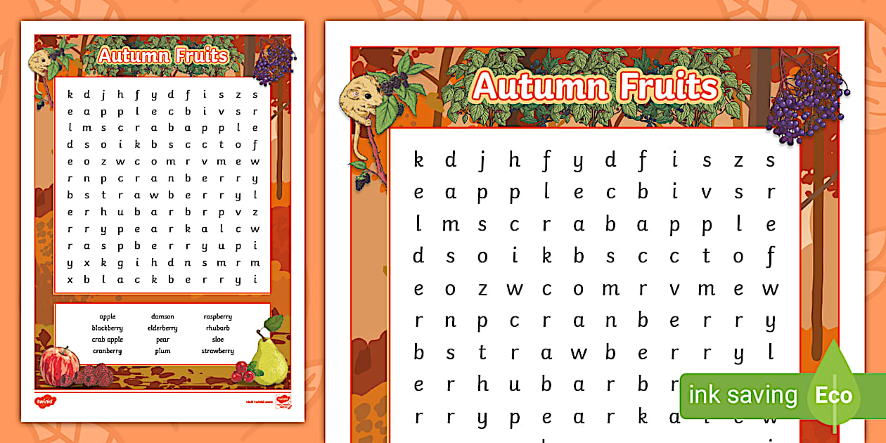 Autumn Fruits Word Search