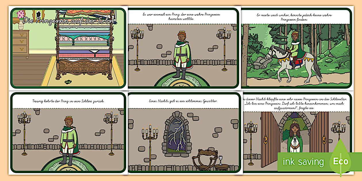 Black and White Die Prinzessin auf der Erbse Bildergeschichte: DIN A4