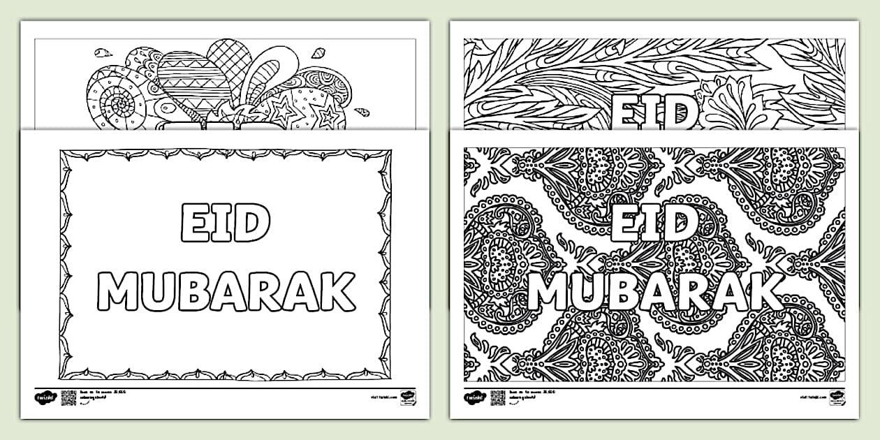 Editable Eid Mubarak Mindfulness Colouring Pages - Twinkl