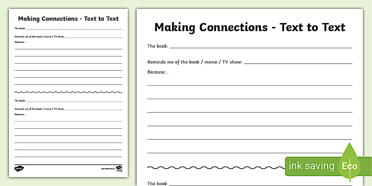 Making Connections Text to Text Worksheet | Comprehension