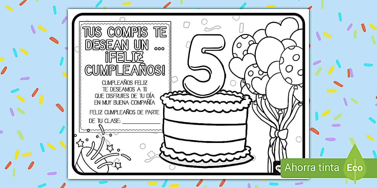 Ficha de actividad: Cumpleaños - 5 años - Twinkl