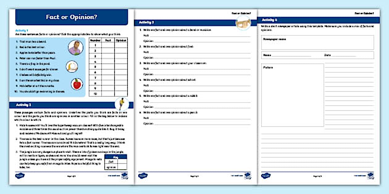 Fact or Opinion Worksheets - KS2 (teacher made) - Twinkl