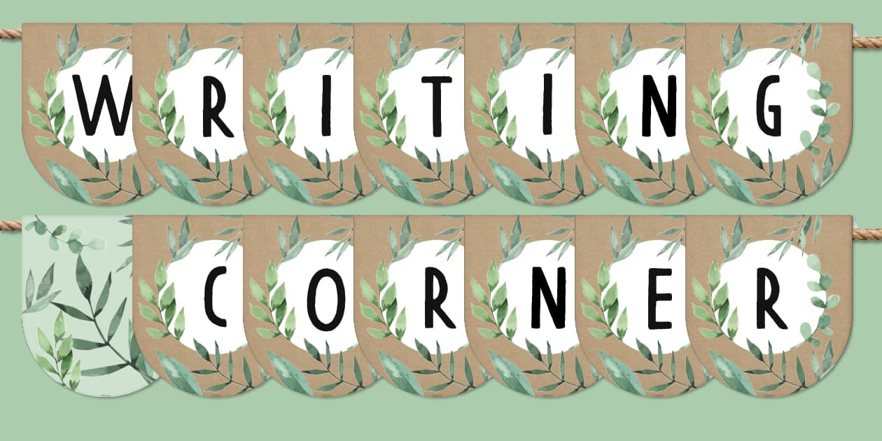 Muted Botanical Themed Writing Corner Display Bunting