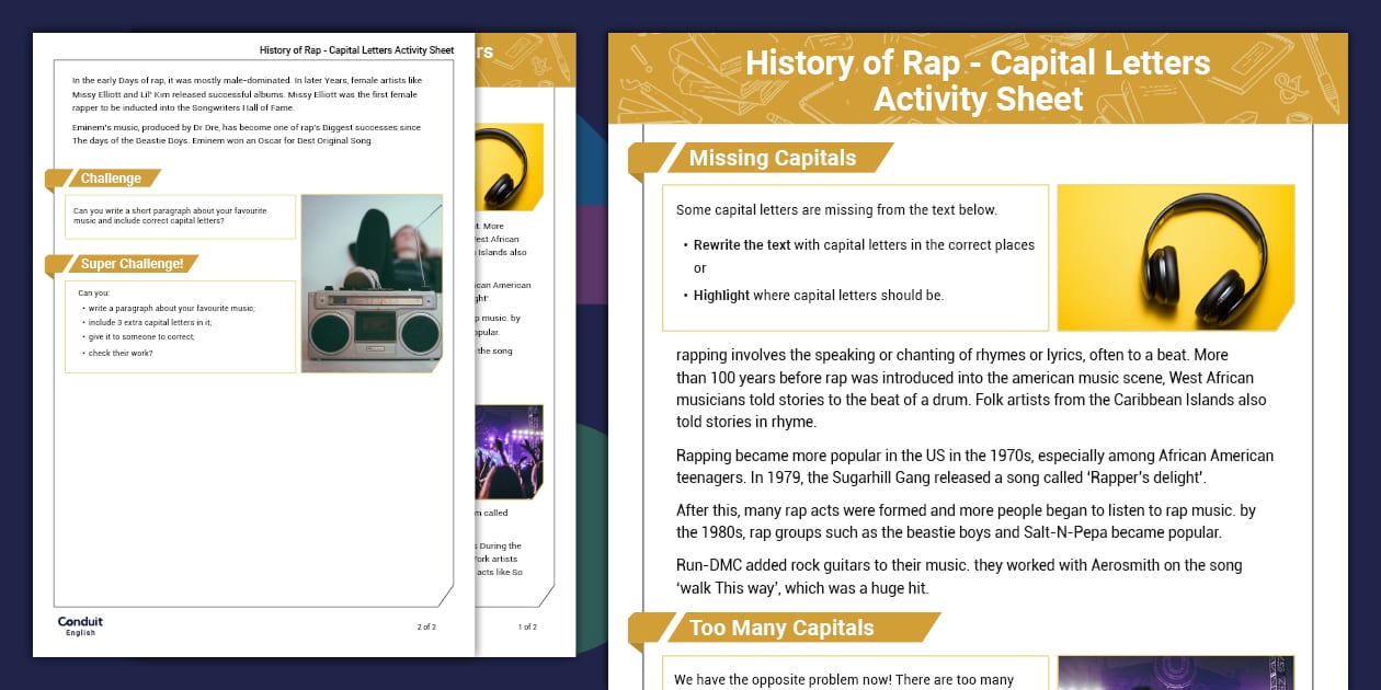Reinforcing Capital Letters: Rap History Themed Activity