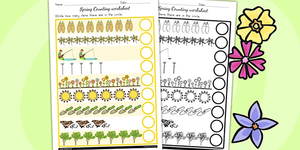 Spring Counting Worksheet (teacher made) - Twinkl