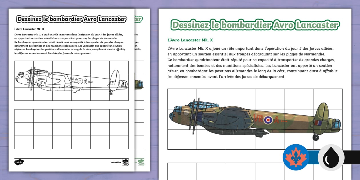 Draw a D-Day Lancaster Bomber French (teacher made) - Twinkl