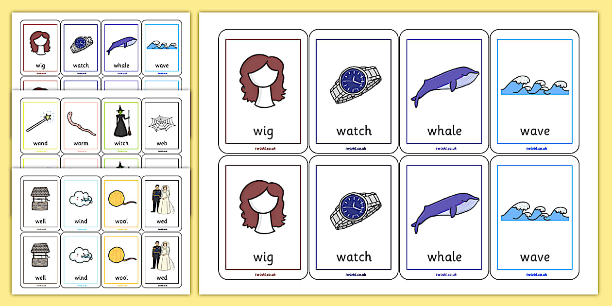 Initial w Sound Playing Cards (teacher made) - Twinkl