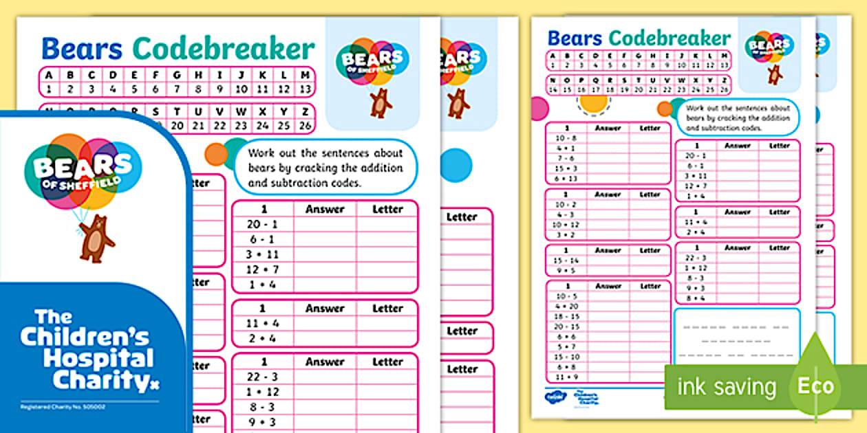 FREE! - Bears of Sheffield KS1 Code Breaker Worksheets