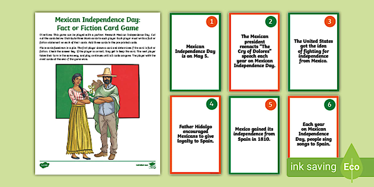 Mexican Independence Day Card Game | Fact, Fiction | Twinkl