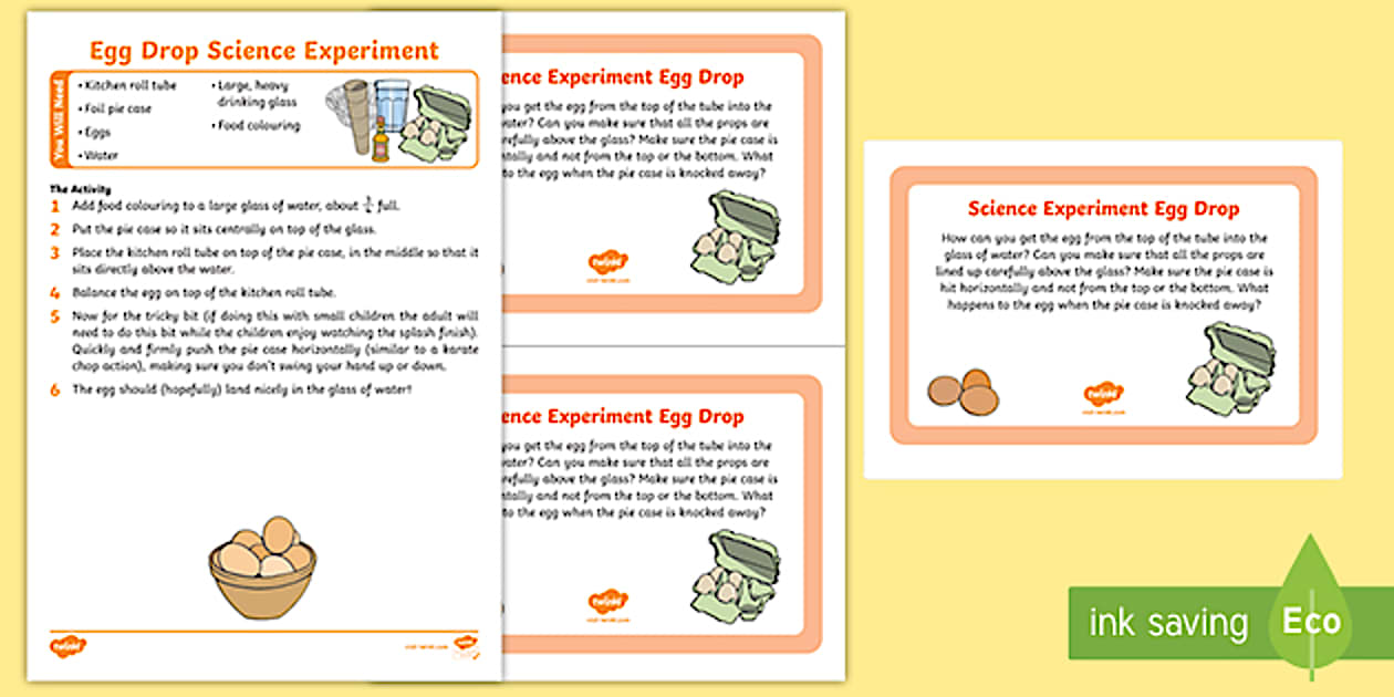 Editable Egg Drop Experiment Physics | Instructions and Prompt Cards