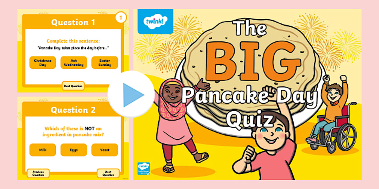Pancake Day Quiz - ROI 1st and 2nd Class - Twinkl