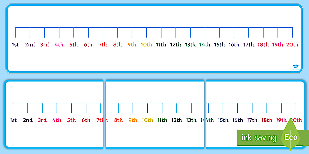 Ordinal Number Line 1st to 20th - Twinkl