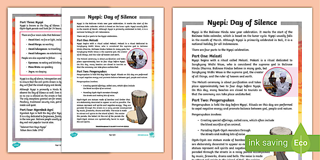 Nyepi: Day of Silence Fact File (teacher made) - Twinkl