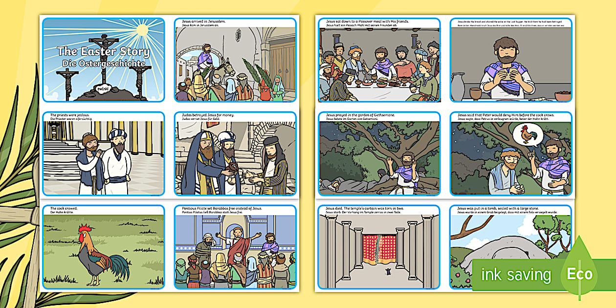 The Easter Story Sequencing Cards English/German - Twinkl