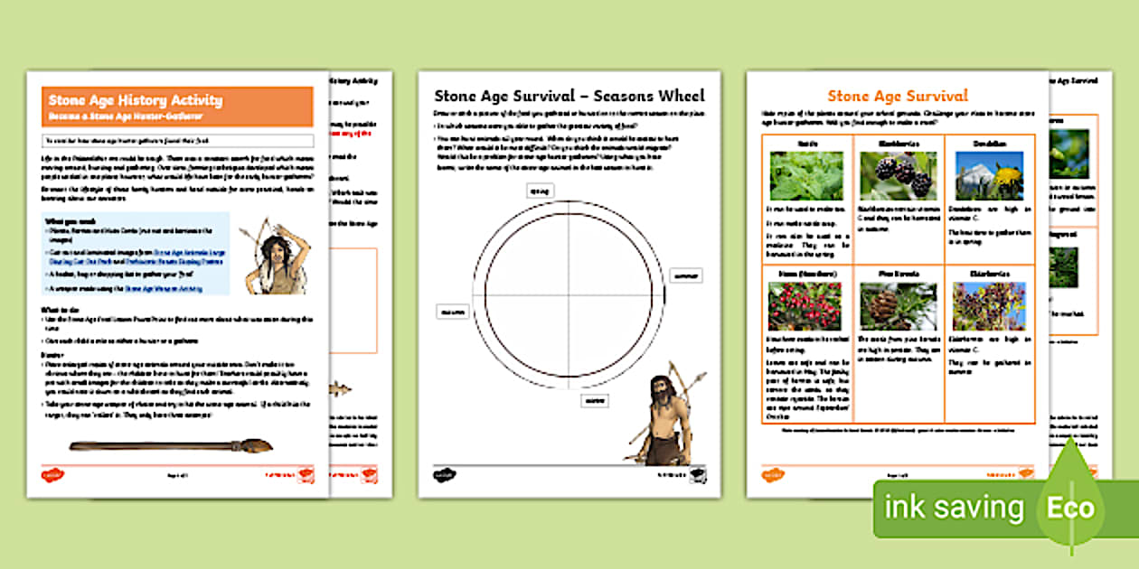 KS2 Stone Age Worksheets | Hunter-Gatherer | Twinkl - Twinkl