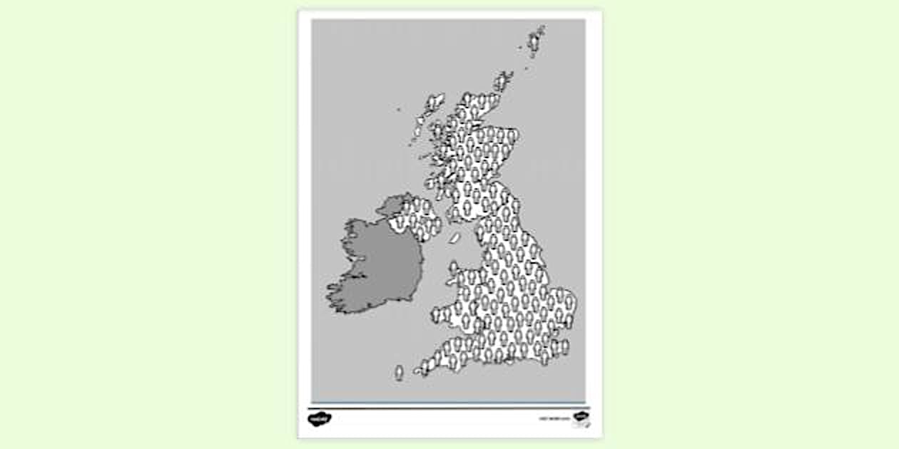 Map of UK Population Density Colouring Sheet (teacher made)